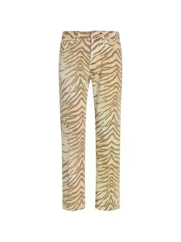 Good American Tiger Print Denim Trousers - Neutrals