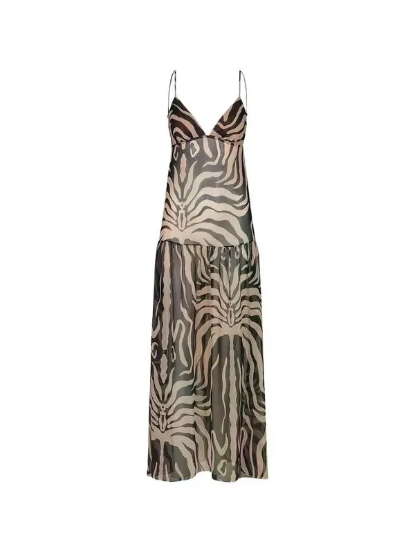 Johanna Ortiz Georgette Zebra-print Maxi Dress - Black