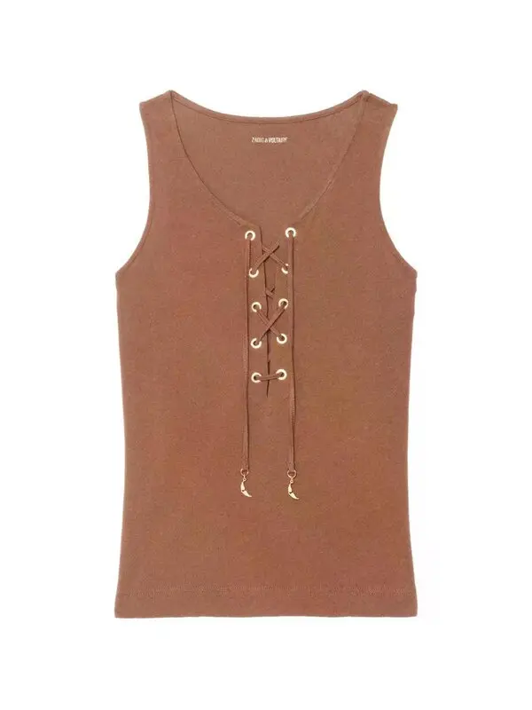 Zadig&Voltaire Sleeveless Lace-up Top - Brown