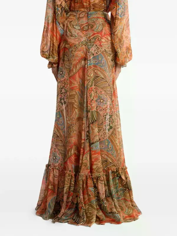 Etro Paisley Motif Silk Maxi Skirt