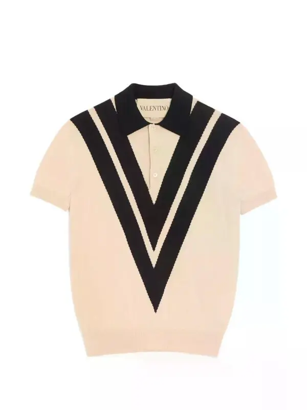 Valentino Garavani Cotton Polo Shirt With Inlaid V