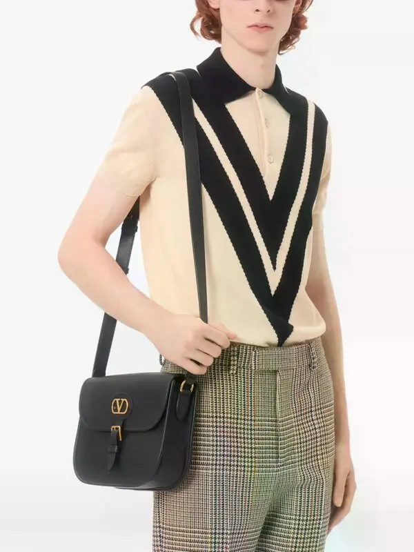 Valentino Garavani Cotton Polo Shirt With Inlaid V