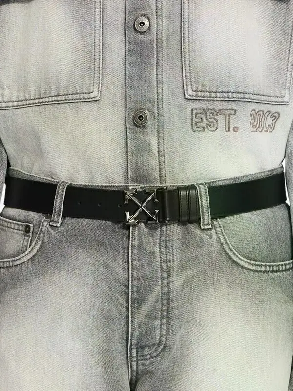 Off-White Arrow Buckle Leather Belt - Grey