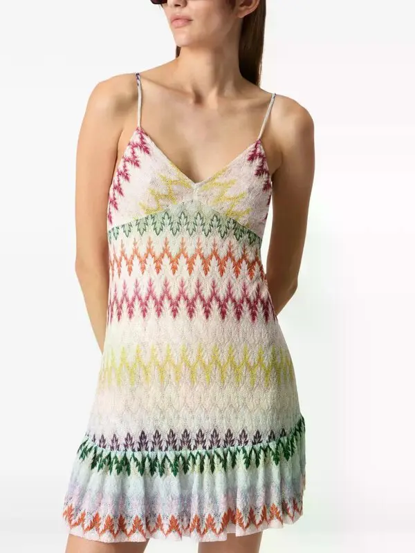 Missoni V-neck Chevron Mini Dress