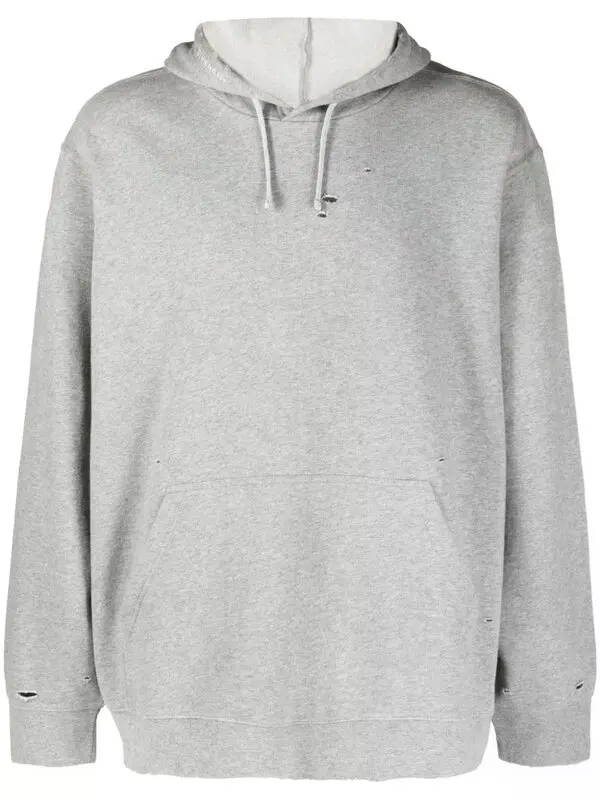 Givenchy Logo Embroidered Distressed Cotton Hoodie