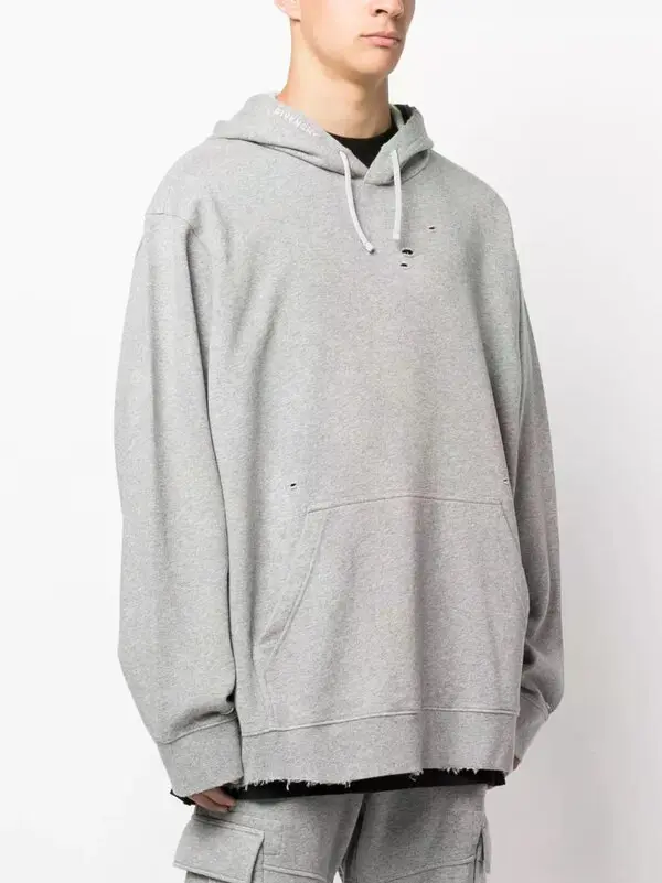 Givenchy Logo Embroidered Distressed Cotton Hoodie
