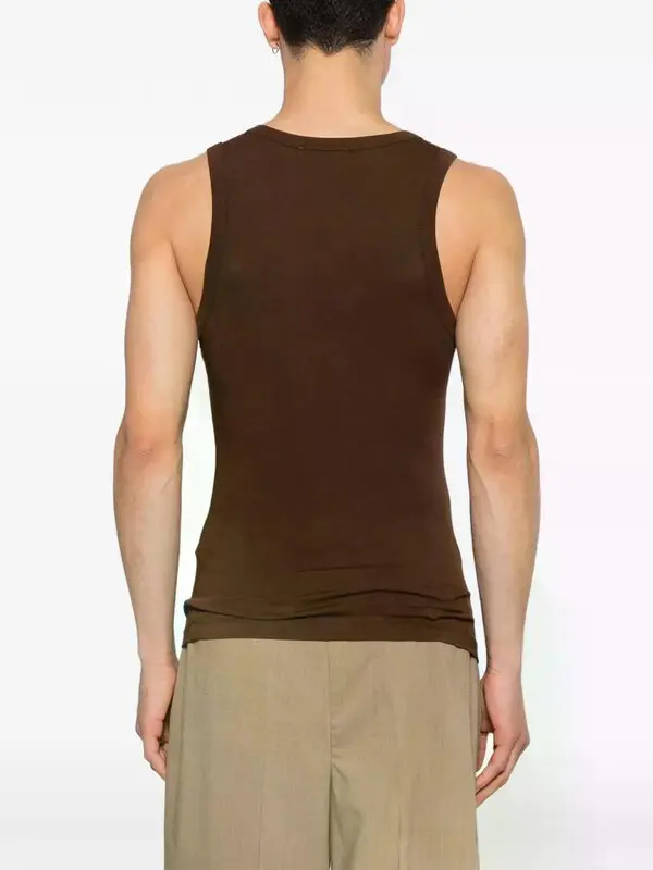 ENTIRE STUDIOS Ribbed Knit Jersey Top - Brown