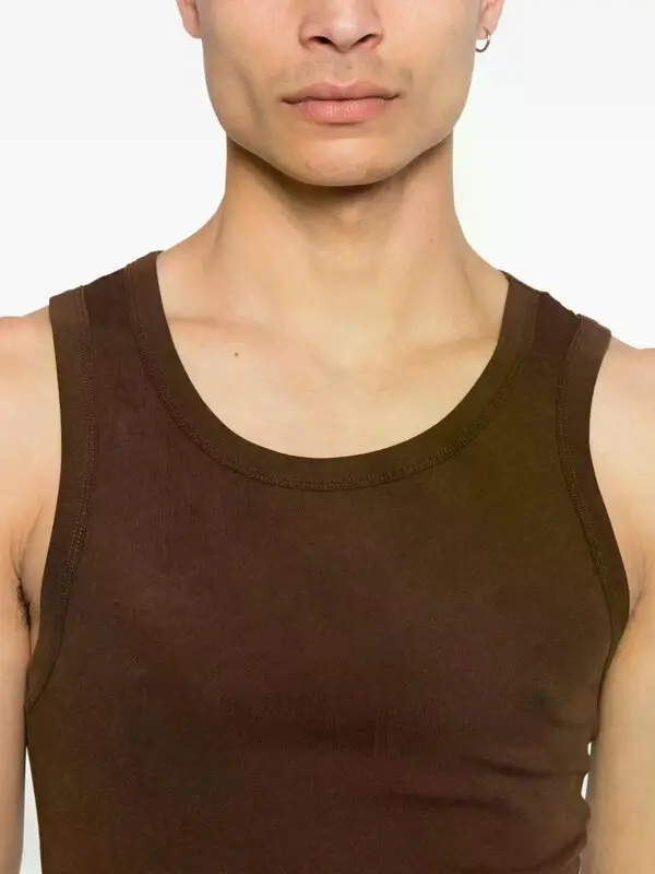 ENTIRE STUDIOS Ribbed Knit Jersey Top - Brown