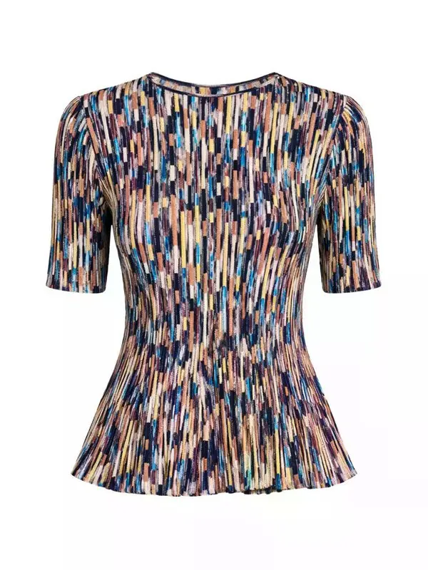 Ulla Johnson Samira Peplum Top In Multicolor Stripe - Blue