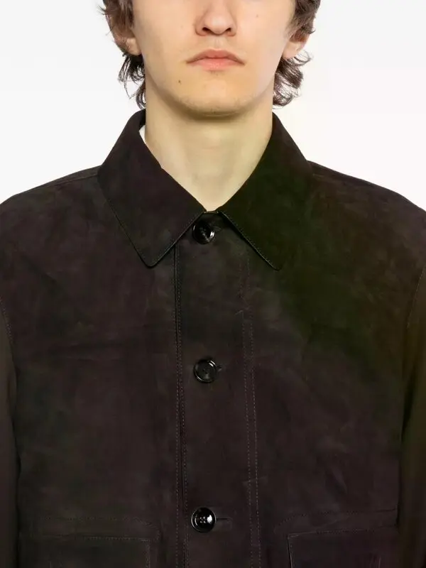 Brioni Collared Leather Jacket