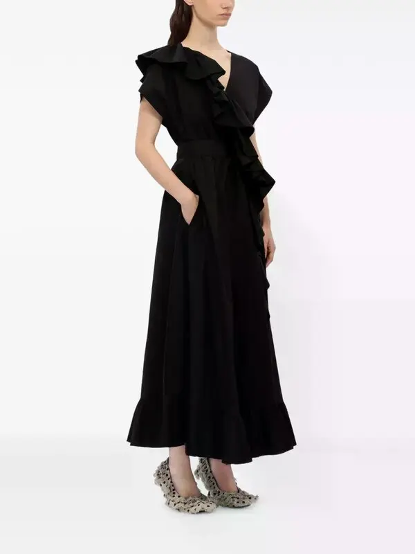 MSGM Ruffled V-neck Maxi Dress