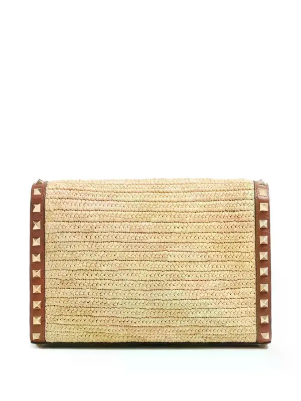 Valentino Garavani Small Rockstud Raffia Shoulder Bag