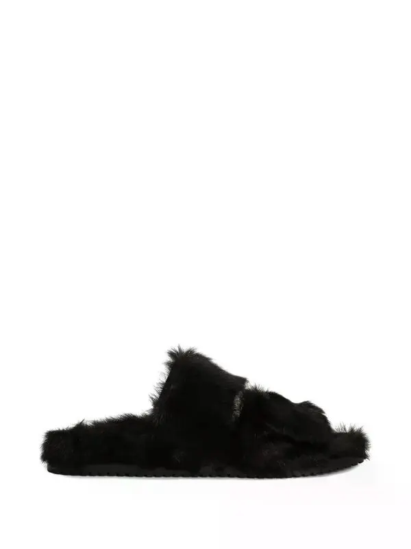Dolce & Gabbana Kid Goat Fur Slides