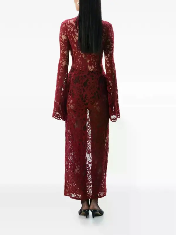 MANURI Sally Maxi Dress With Flared Sleeves - Red