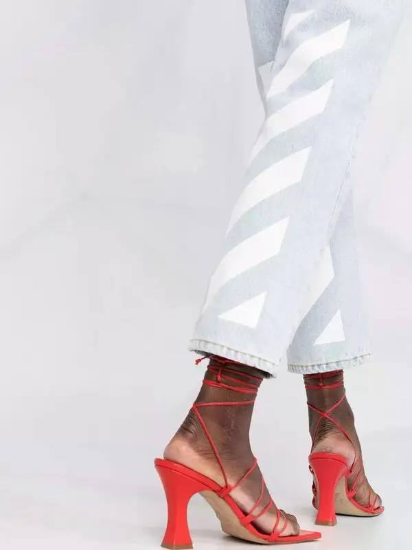 Off-White Diag-print Cropped Jeans
