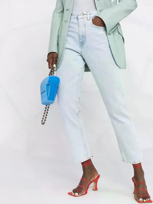 Off-White Diag-print Cropped Jeans