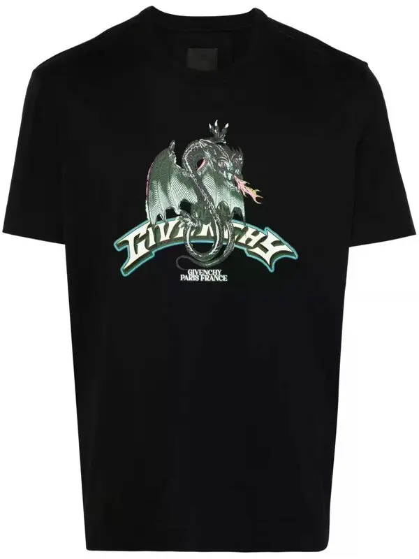 Givenchy Dragon-print Cotton T-shirt - Black
