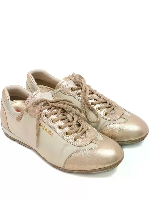Prada Leather Lace-up Sneakers