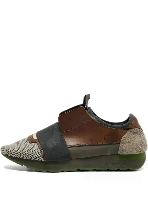 Balenciaga Leather And Mesh Sneakers - Brown