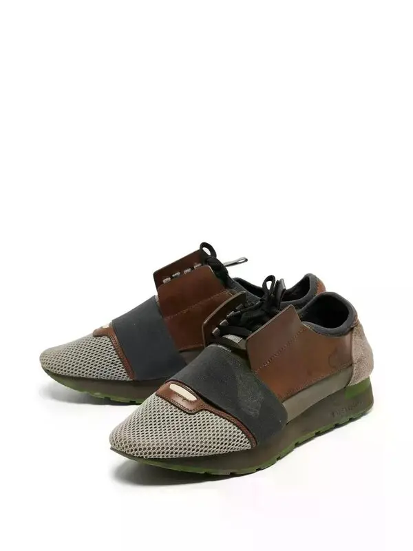 Balenciaga Leather And Mesh Sneakers - Brown