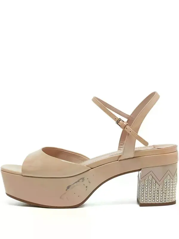 Miu Miu Patent Leather Platform Sandals - Neutrals
