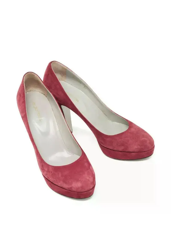 SERGIO ROSSI Suede Platform Block Heel Pumps