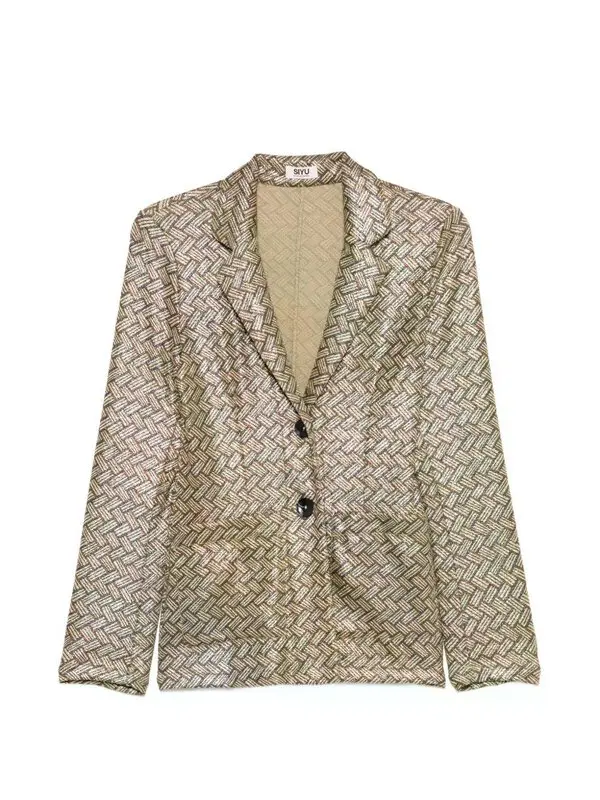 SIYU Patterned Button-fastening Blazer - Silver