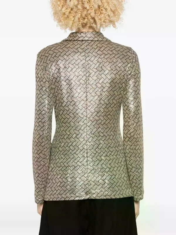SIYU Patterned Button-fastening Blazer - Silver