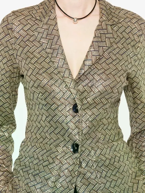SIYU Patterned Button-fastening Blazer - Silver