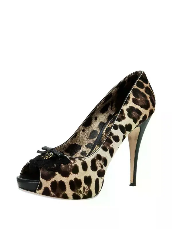Dolce & Gabbana 120mm Leopard-print Peep-toe Pumps - Brown