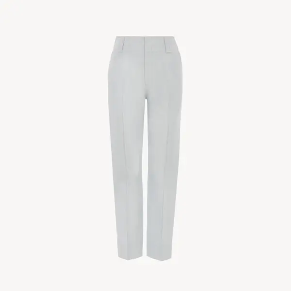 Chloé Cigarette Trousers In Linen-cotton Mix - Storm Grey