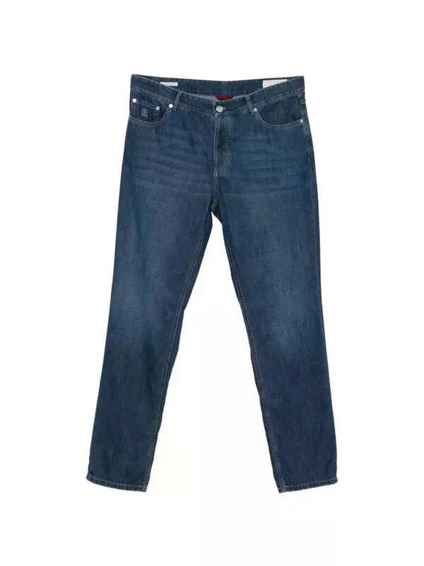 Brunello Cucinelli Jeans With Logo Patch - Blue