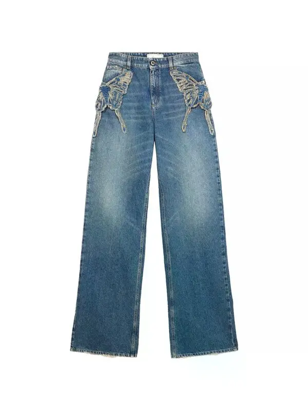 Blumarine Embellished Butterfly Jeans - Blue