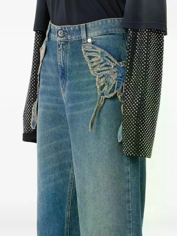 Blumarine Embellished Butterfly Jeans - Blue