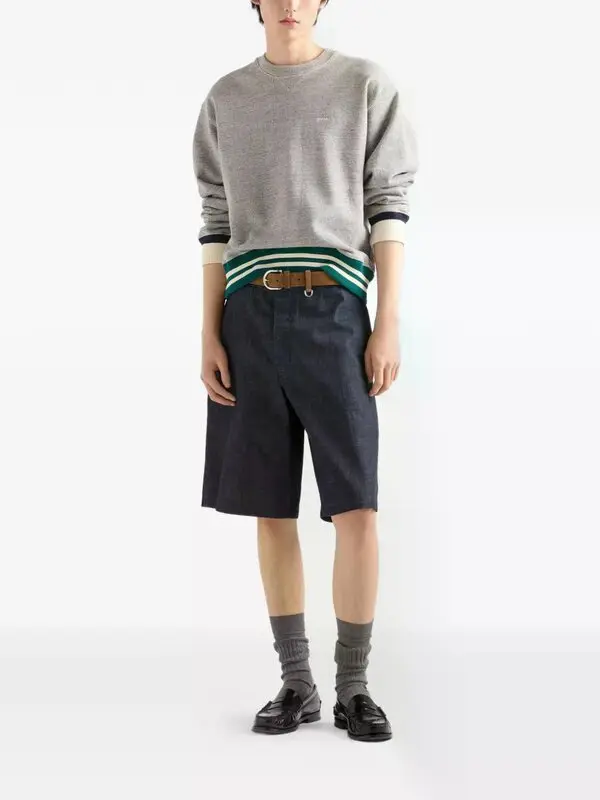 Prada Cotton Fleece Sweatshirt With Embroidered Logo