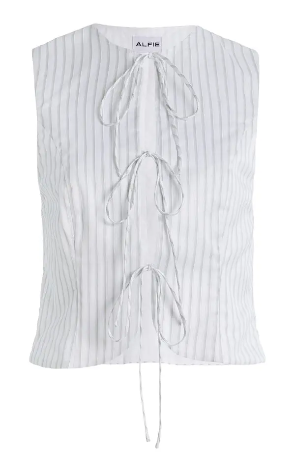 ALFIE Cotton Poplin Top With Bow Detail - Bronze