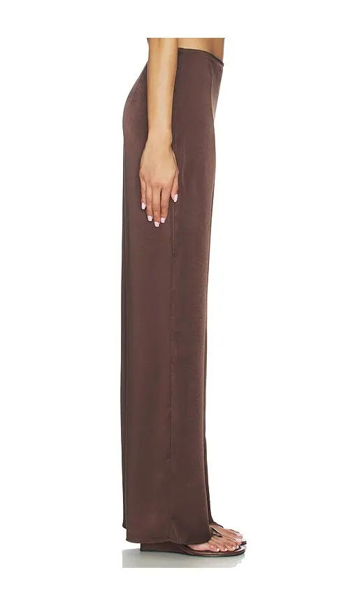 Bardot Devin Mid Rise Satin Trousers - Chocolate