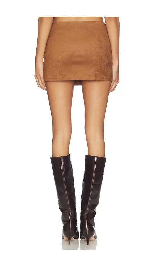 ALL THE WAYS Aiya Faux Suede Skirt - Brown