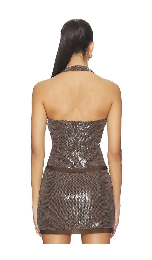 PRIVATE POLICY Gather Sequin Halter Top