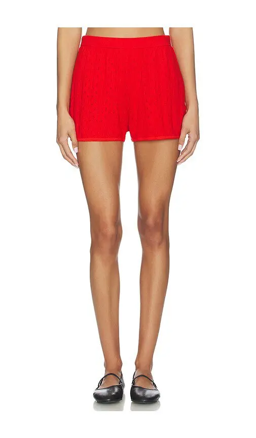 Soft Goat Pointelle Shorts - Red