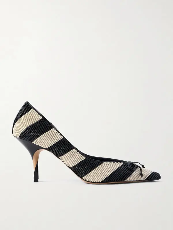 Jacquemus Les Escarpins Tourni Striped Raffia-effect High Heel Pumps - Multi