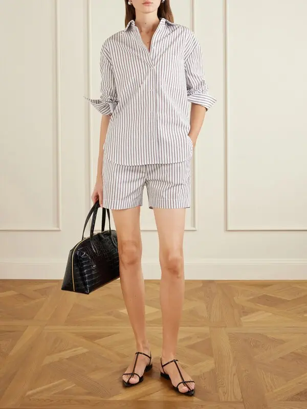 Loulou De Saison Lory Striped Cotton-poplin Shorts - Multi
