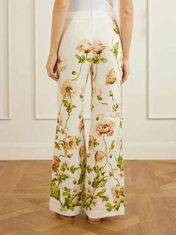 Cara Cara Floral-print Linen Wide-leg Trousers - Multi