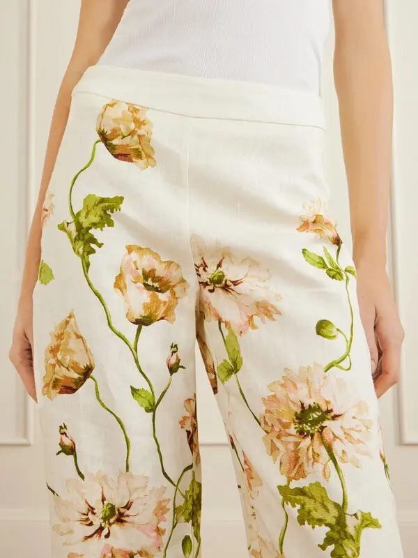 Cara Cara Floral-print Linen Wide-leg Trousers - Multi