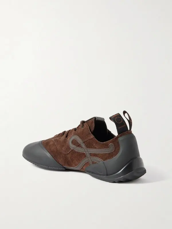 Loewe Grip Suede And Leather-trimmed Tpu Sneakers - Brown