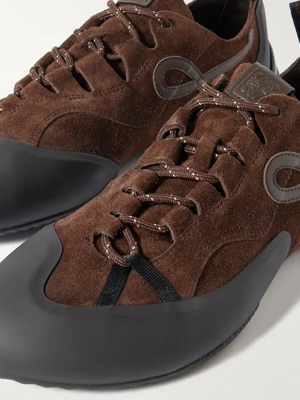 Loewe Grip Suede And Leather-trimmed Tpu Sneakers - Brown