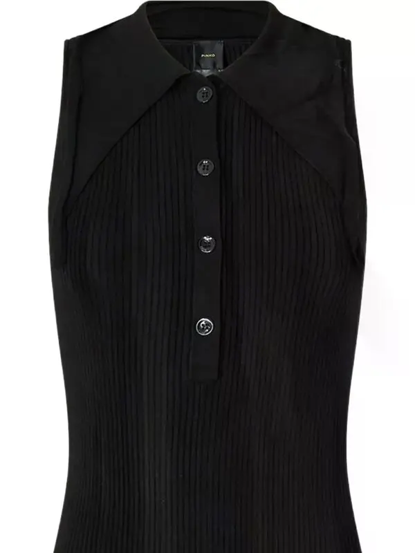 Pinko Ribbed Collared Maxi Dress