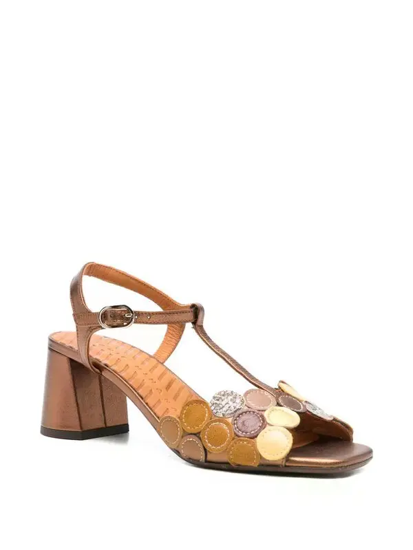 Chie Mihara Metallic-effect Sandals With Patchwork Detail - Brown
