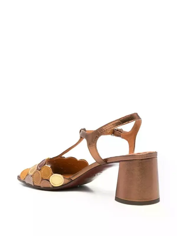 Chie Mihara Metallic-effect Sandals With Patchwork Detail - Brown