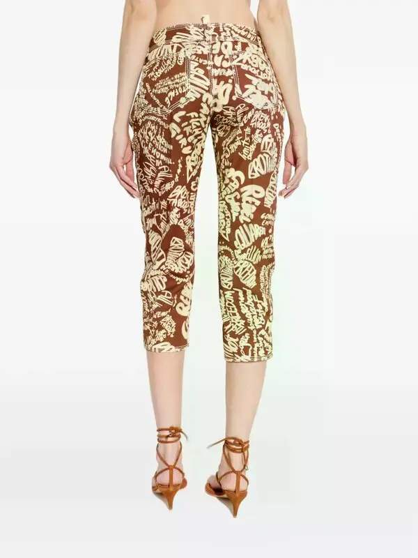 Dsquared2 Rebel Hibiscus Print Stretch Cotton Twill Trousers